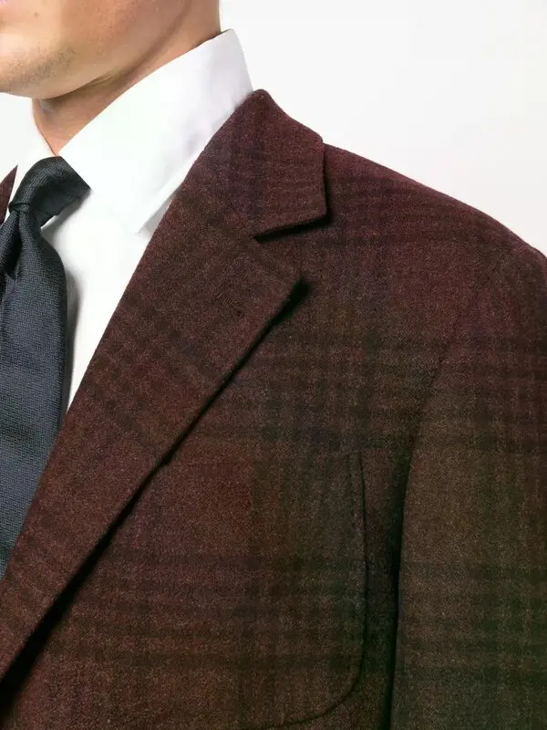 Brunello Cucinelli Single-breasted Tartan Frieze Blazer