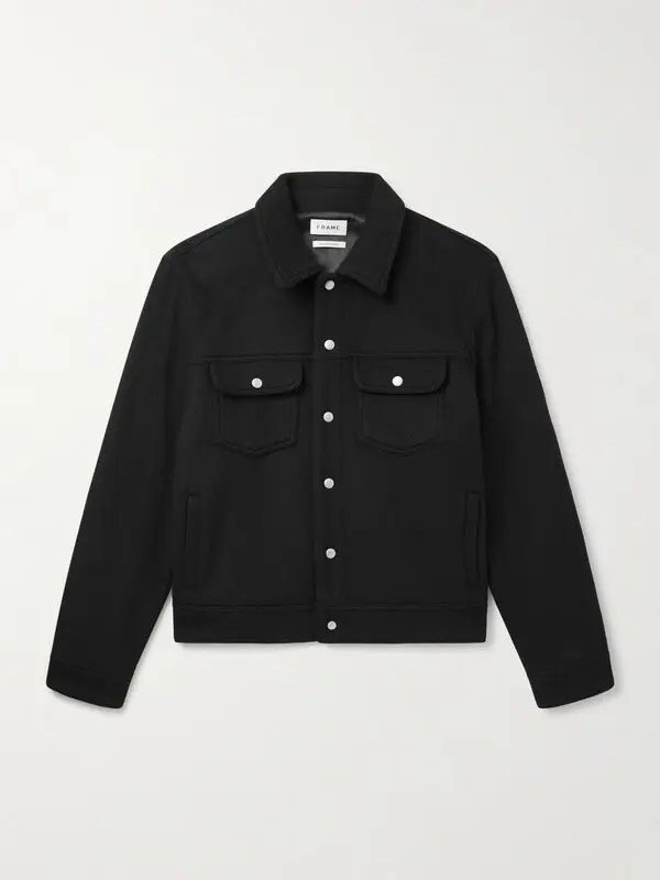 FRAME Wool-blend Trucker Jacket - Black