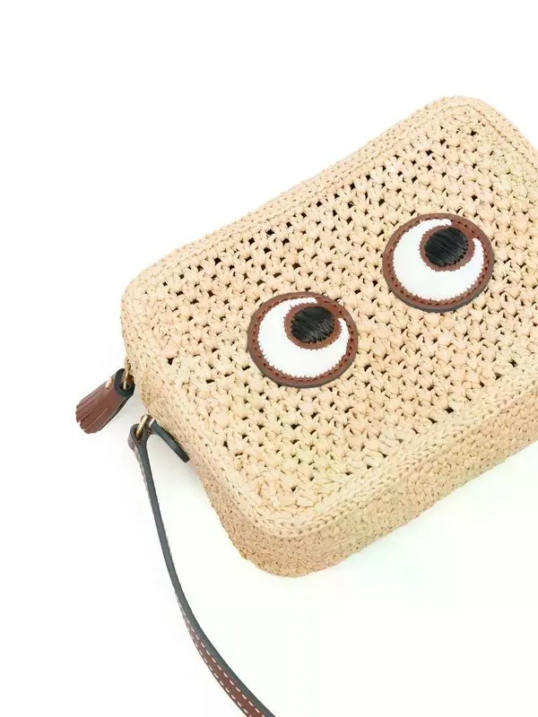 ANYA HINDMARCH Eyes-appliqué Woven Crossbody Bag - Neutrals