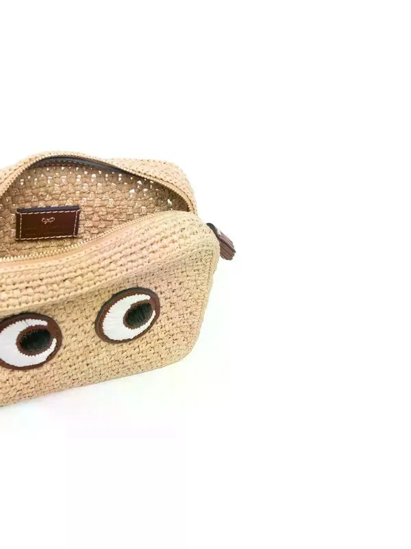 ANYA HINDMARCH Eyes-appliqué Woven Crossbody Bag - Neutrals