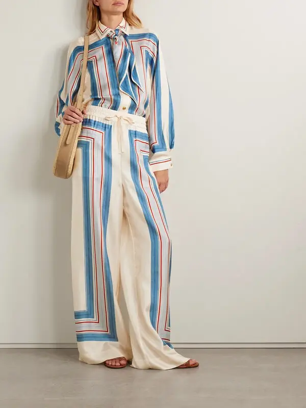 Zimmermann Striped Silk-twill Wide-leg Pants