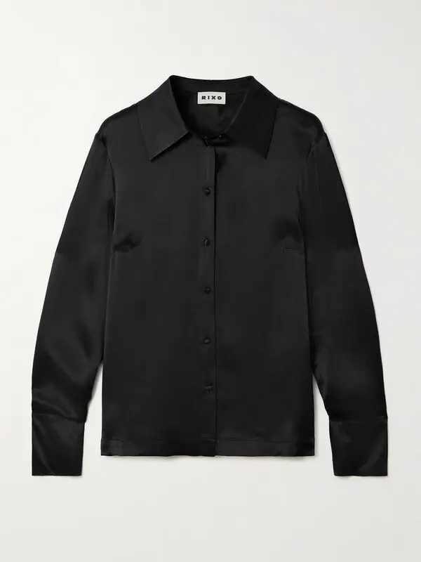 Rixo Havan Silk Shirt - Black