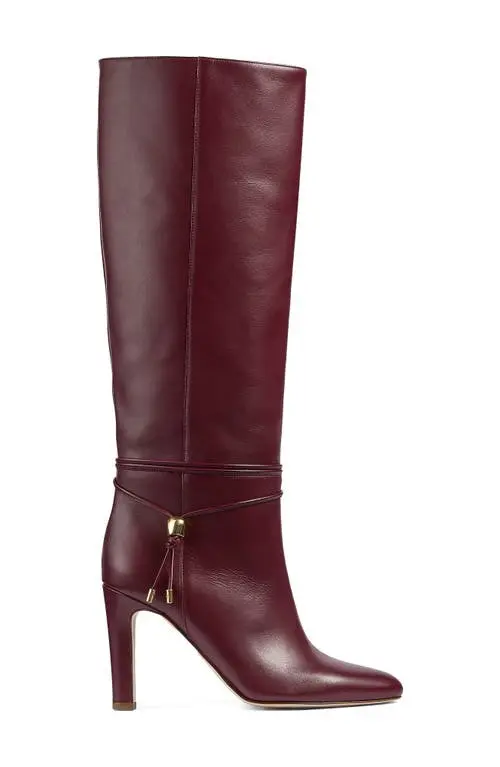 LK BENNETT Loretta Knee High Boots - Burgundy