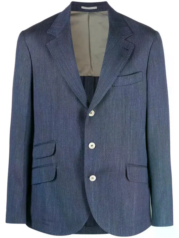 Brunello Cucinelli Herringbone-pattern Single-breasted Blazer