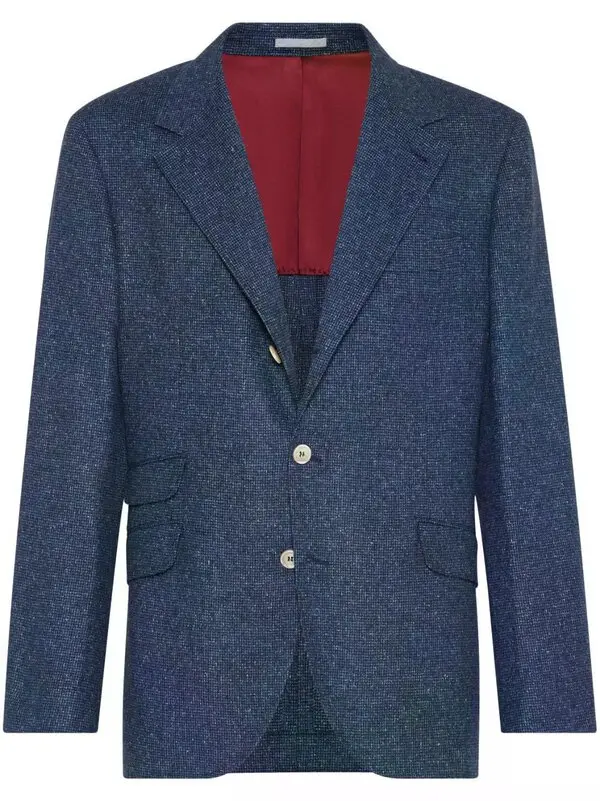 Brunello Cucinelli Buttoned Flap Pocket Blazer - Blue