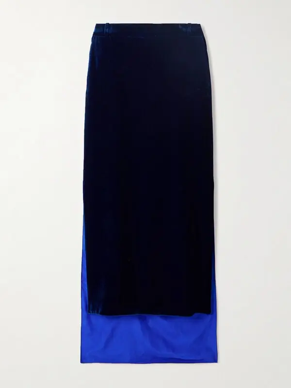 LANVIN Asymmetric Velvet Midi Skirt - Blue