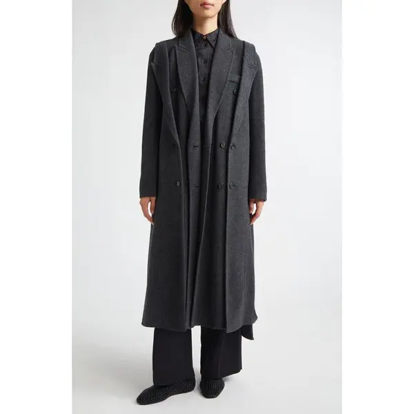 EENK Wool & Cashmere Longline Coat With Layered Effect