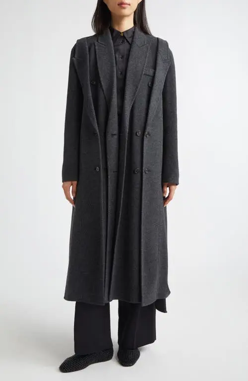 EENK Wool & Cashmere Longline Coat With Layered Effect