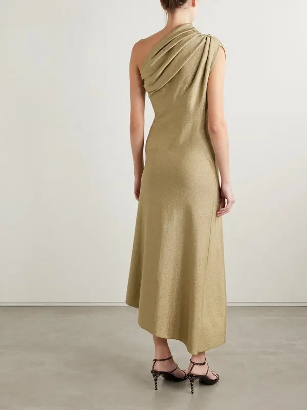 gold and cream maxi dress Vintage 1950s to 1960s Gold Lurex Dress