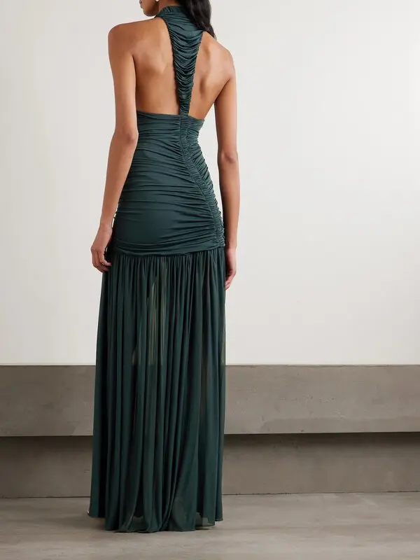 Christopher Esber Orion Open-back Ruched Jersey Gown - Black