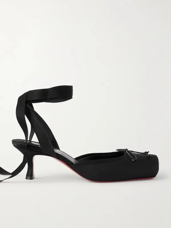 CHRISTIAN LOUBOUTIN Cassia 55 Bow-detailed Satin Pumps - Black