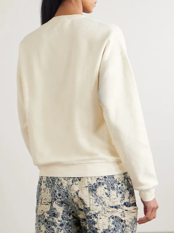 Eterne Embroidered Cotton-terry Sweatshirt - Neutrals
