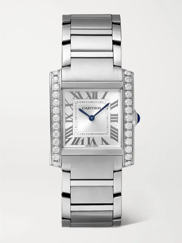 CARTIER Tank Française 32mm Diamond Watch - Silver