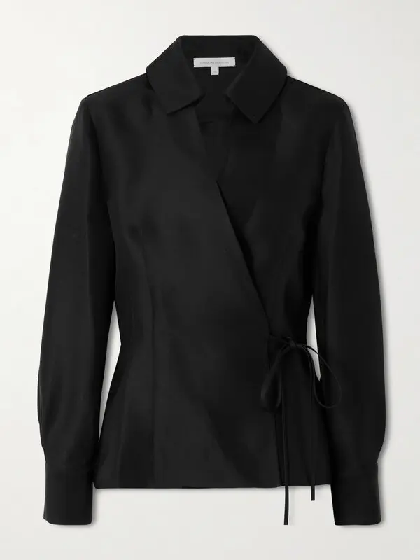 Carolina Herrera Silk Wrap Blouse
