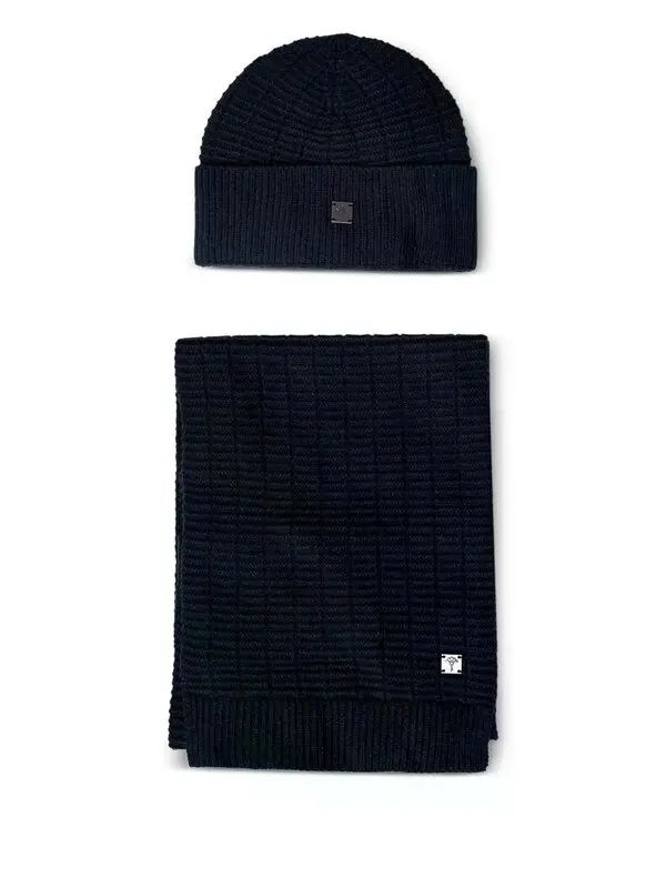 JOOP! Ribbed Logo-plaque Scarf - Blue