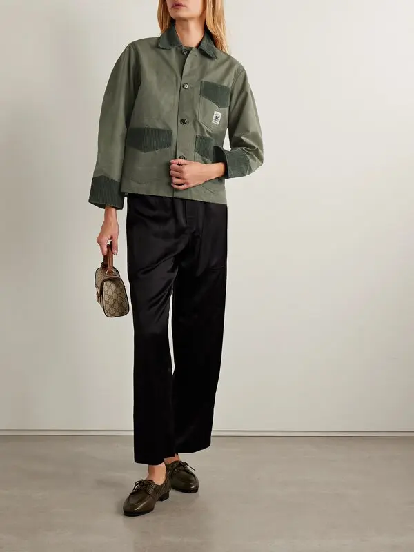 BODE Corduroy-trimmed Waxed-cotton Jacket - Green