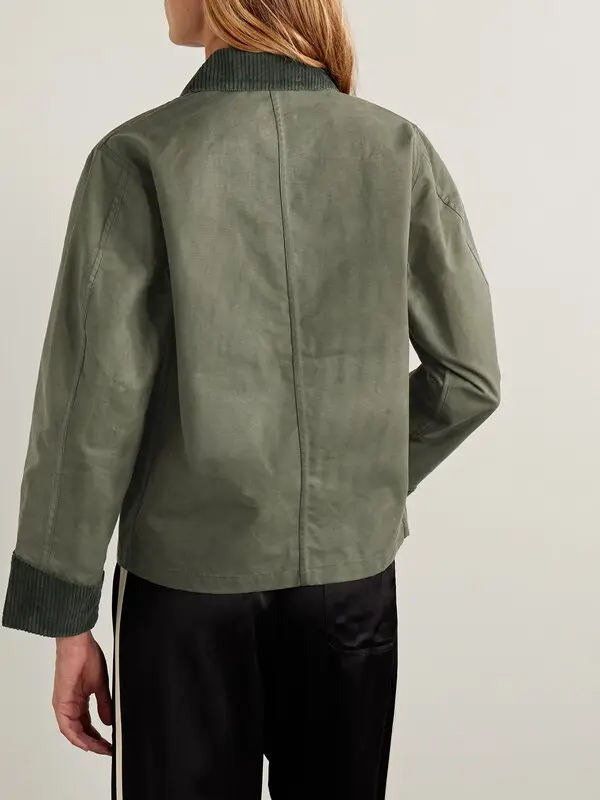 BODE Corduroy-trimmed Waxed-cotton Jacket - Green