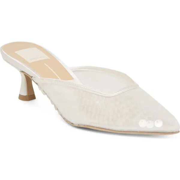 Dolce Vita Cleo Shimmer Kitten Heel Mule - Ivory Sequin