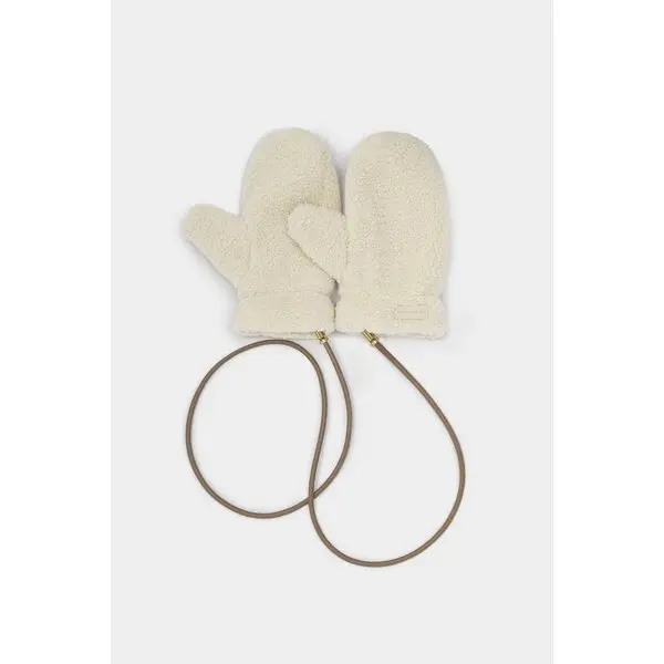 KATIE LOXTON Teddy Mittens With Cord - Cream
