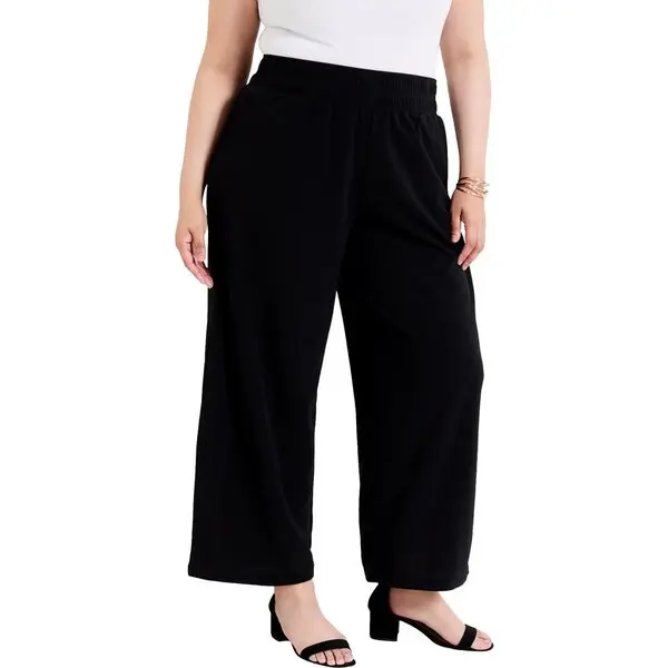 JUNE + VIE Cropped Wide-leg Knit Pants