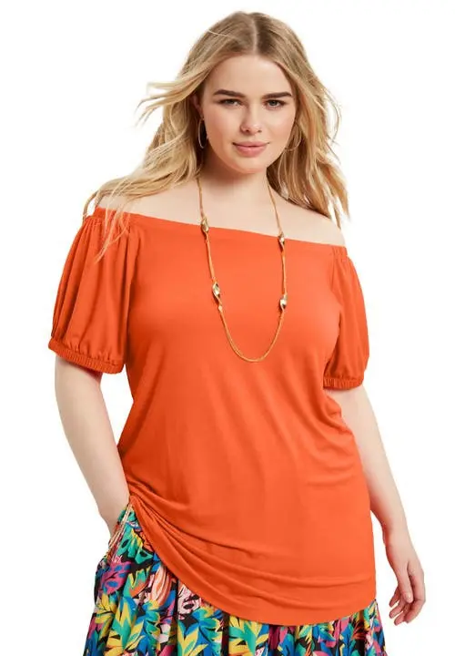 JUNE + VIE Puff Sleeve Off-the-shoulder Top