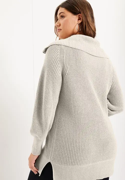 JUNE + VIE Half Zip Sweater - Navy