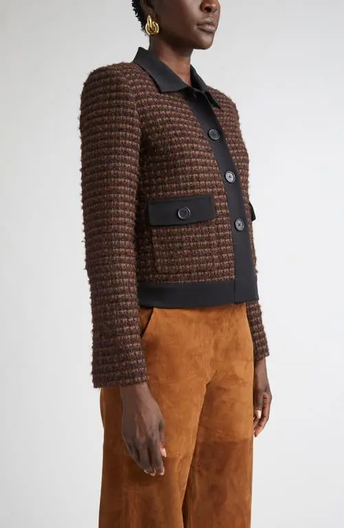St. John Crepe Cady Trim Tweed Jacket