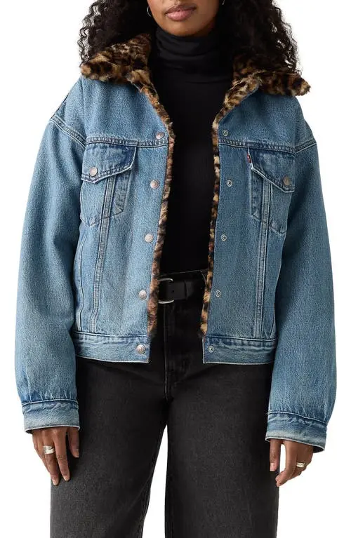 LEVI'S 90s Faux Fur Collar Denim Trucker Jacket - Dolly Day