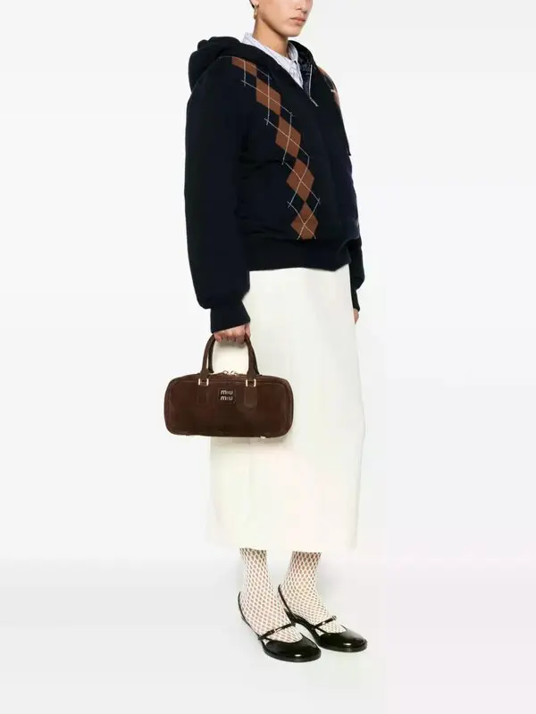 Miu Miu Arcadie Top-handle Zip-fastening Tote Bag - Brown