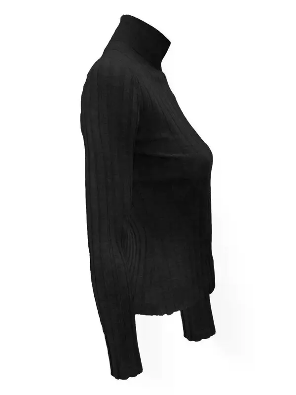 LA ROSE Turtleneck Ribbed Sweater - Black