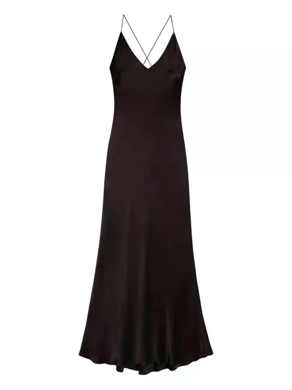 ANINE BING Laurel Criss-cross Slip Maxi Dress - Brown