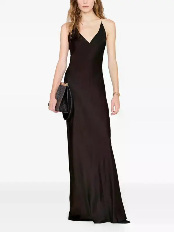 ANINE BING Laurel Criss-cross Slip Maxi Dress - Brown