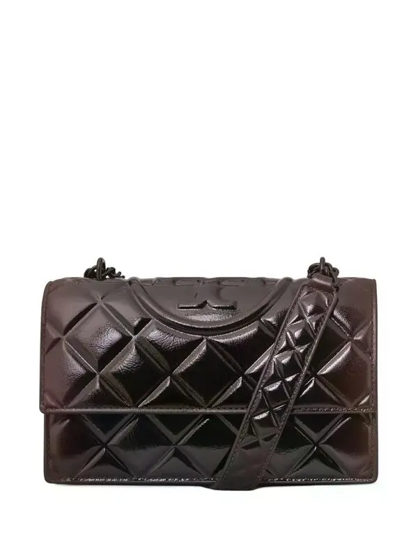 Tory Burch Fleming Small Quilted Patent Shoulder Bag - Brown