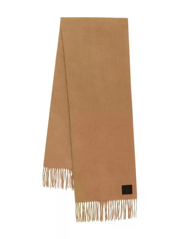 ANINE BING Augustina Fringed Wool Scarf - Brown