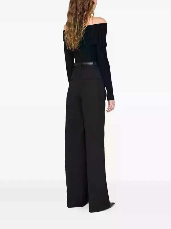 ANINE BING Kira Off-shoulder Ribbed Sweater
