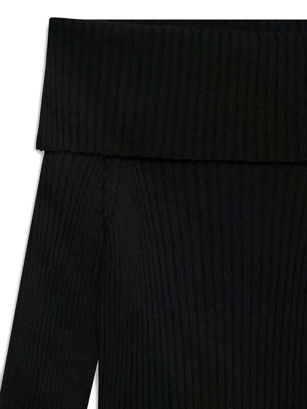 ANINE BING Kira Off-shoulder Ribbed Sweater