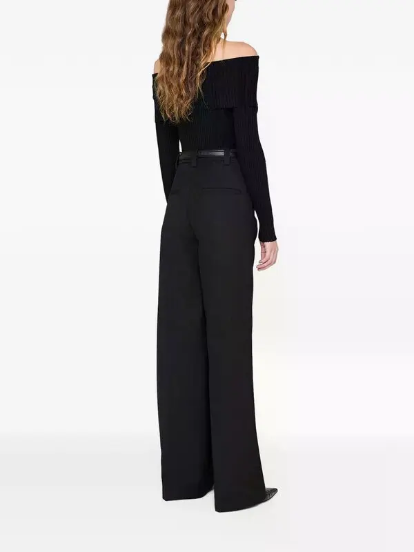 ANINE BING Kira Off-shoulder Ribbed Sweater