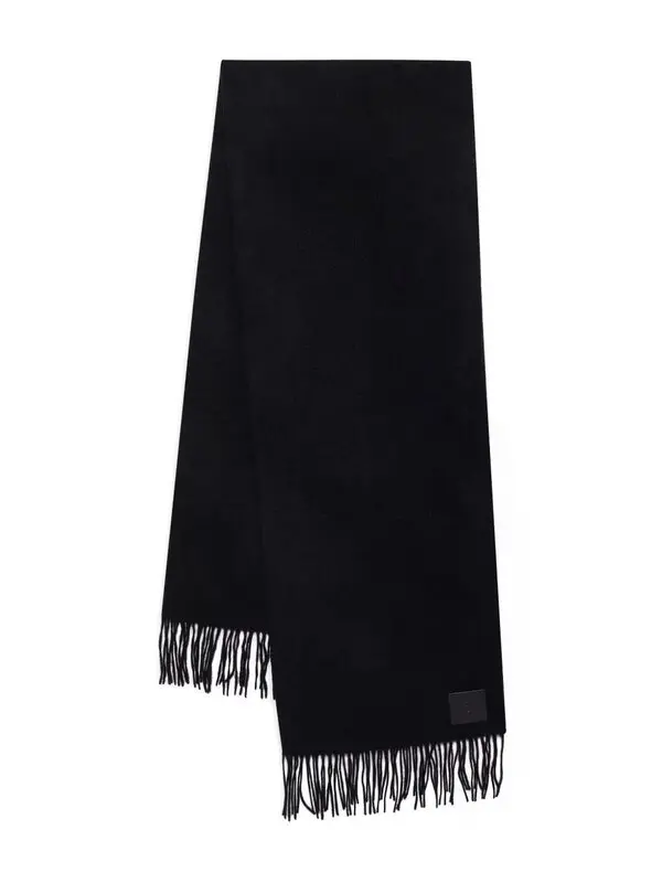 ANINE BING Augustina Fringed Wool Scarf - Black