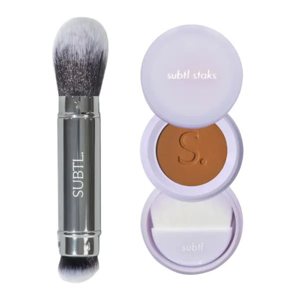 SUBTL. BEAUTY Bb Powder Foundation + Dual-ended Face Brush - Deep 1n