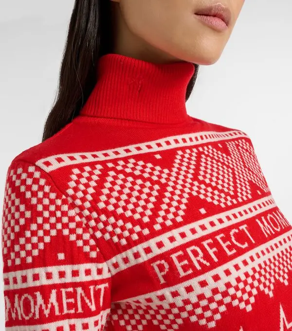 Perfect Moment Holiday Intarsia Wool Turtleneck Sweater