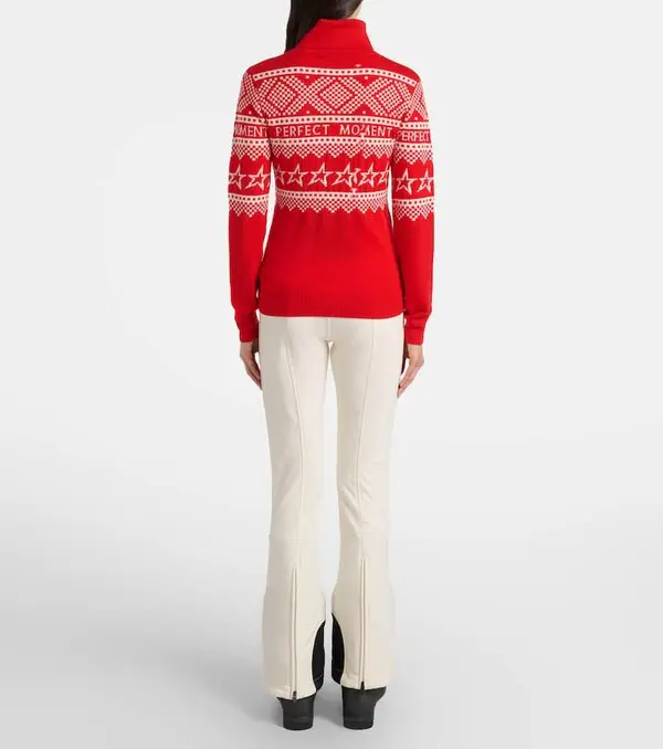 Perfect Moment Holiday Intarsia Wool Turtleneck Sweater