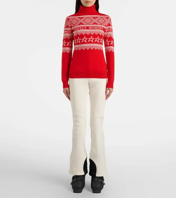 Perfect Moment Holiday Intarsia Wool Turtleneck Sweater