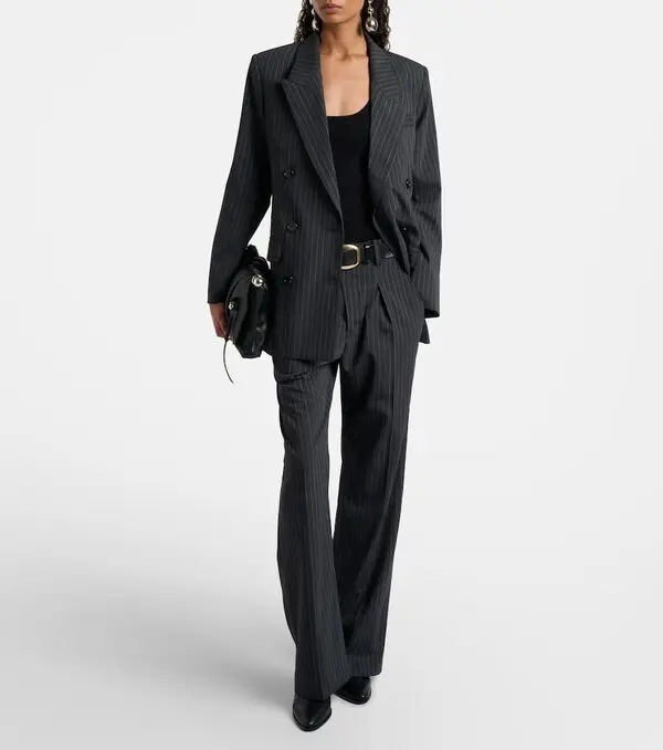 Isabel Marant Étoile Pinstriped Wool-blend Straight Leg Trousers