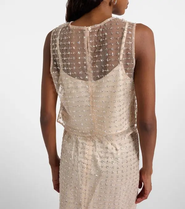 Staud Seraphina Sequined Tulle Top - Pink
