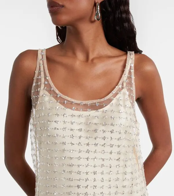 Staud Aurielle Sequined Tulle Mini Dress