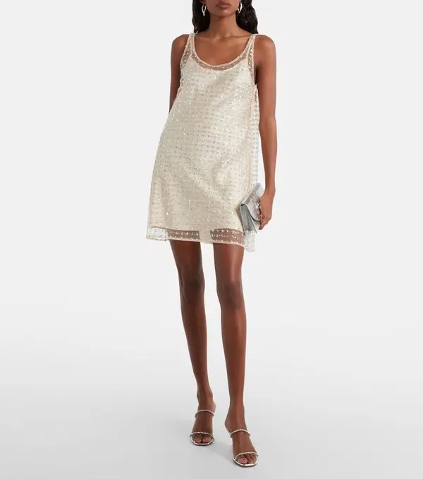 Staud Aurielle Sequined Tulle Mini Dress