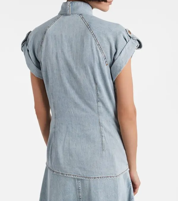 Zimmermann Tie-neck Denim Shirt