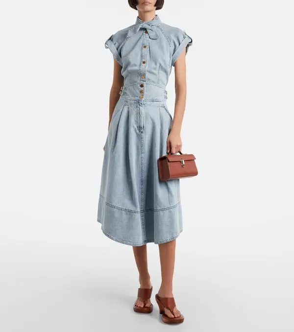 Zimmermann Wanderlust Denim Midi Skirt