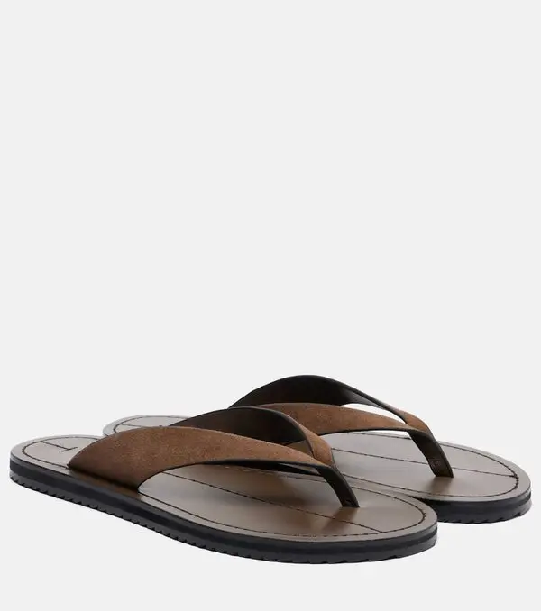 A.emery Flora Suede Thong Sandals - Brown