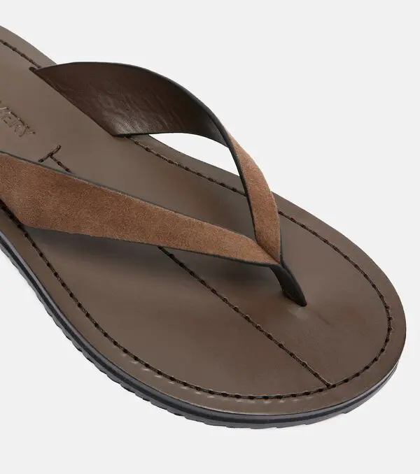 A.emery Flora Suede Thong Sandals - Brown